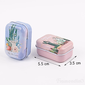 Framendino, 5 Pack Mini Trinket Coin Box Cactus Tin Containers with Lid for Jewelry Storage Case (Random Color)