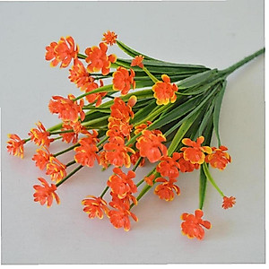TOSSPER 1 Bundles Artificial Flowers, Fake Simulation Plant Plastic Shrubs for Home Garden Porch Window Wedding Party Decor (Orange)