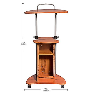Adjustable Height Laptop Cart With Storage. Color: Woodgrain