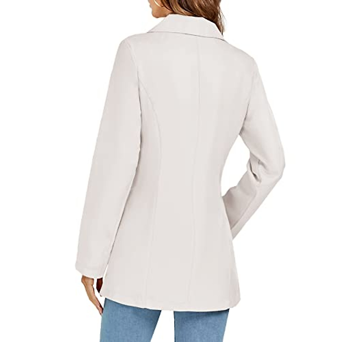 LYANER Women's Casual Long Sleeve Work Office Suit Cardigan Blazer Jackets with Pockets White X-Large