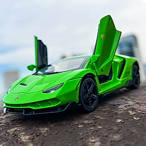 BDTCTK 1:32 LP770 Model Car, Zinc Alloy Pull Back Toy Car with Sound and Light for Kids Boy Girl Green