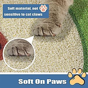JSNTORIH Cute Cat Litter Trapping Mat 24”x16”, Traps Mess from Litter Box and Pet Food Bowl, Soft on Kitty Paws, Easy Clean, Kitten Litter Box Mat (Apple)…