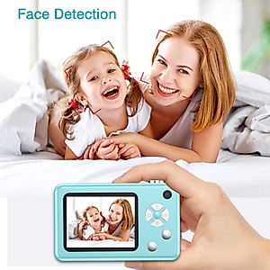 PUMIUI Digital Camera,48MP Kids Camera FHD 1080P,Vlogging Camera,Rechargeable Mini Camera with 32GB Card,Compact Portable Mini Rechargeable Camera Gifts for Students Teens Girls Boys Light-Blue