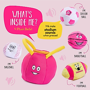 Talking Plush Sports Balls for Toddlers 1-3 | Soft Sports Balls for Baby | Toddler Sports Toys | Set of 4 - Plush Basketball, Baseball, Soccer Ball & Football