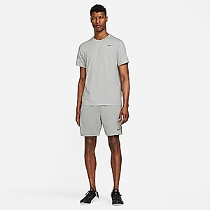 Nike Men's Dry Tee Drifit Cotton Crew Solid, Carbon Heather/White, Medium