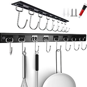 Cociat 2PCS Utensil Racks with 8 Hooks 17 Inch Kitchen Utensil Holders Hanging Utensil Rack Multifunctional (17 inch)