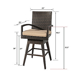 Ulax Furniture Outdoor Wicker Bar Height Stools