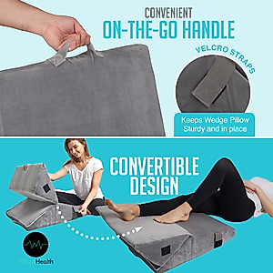 Bed Wedge Pillow - Adjustable 9&12 Inch Folding Memory Foam Incline Cushion System for Legs and Back Support Pillow - Acid Reflux, Anti Snoring, Heartburn, Reading – Machine Washable