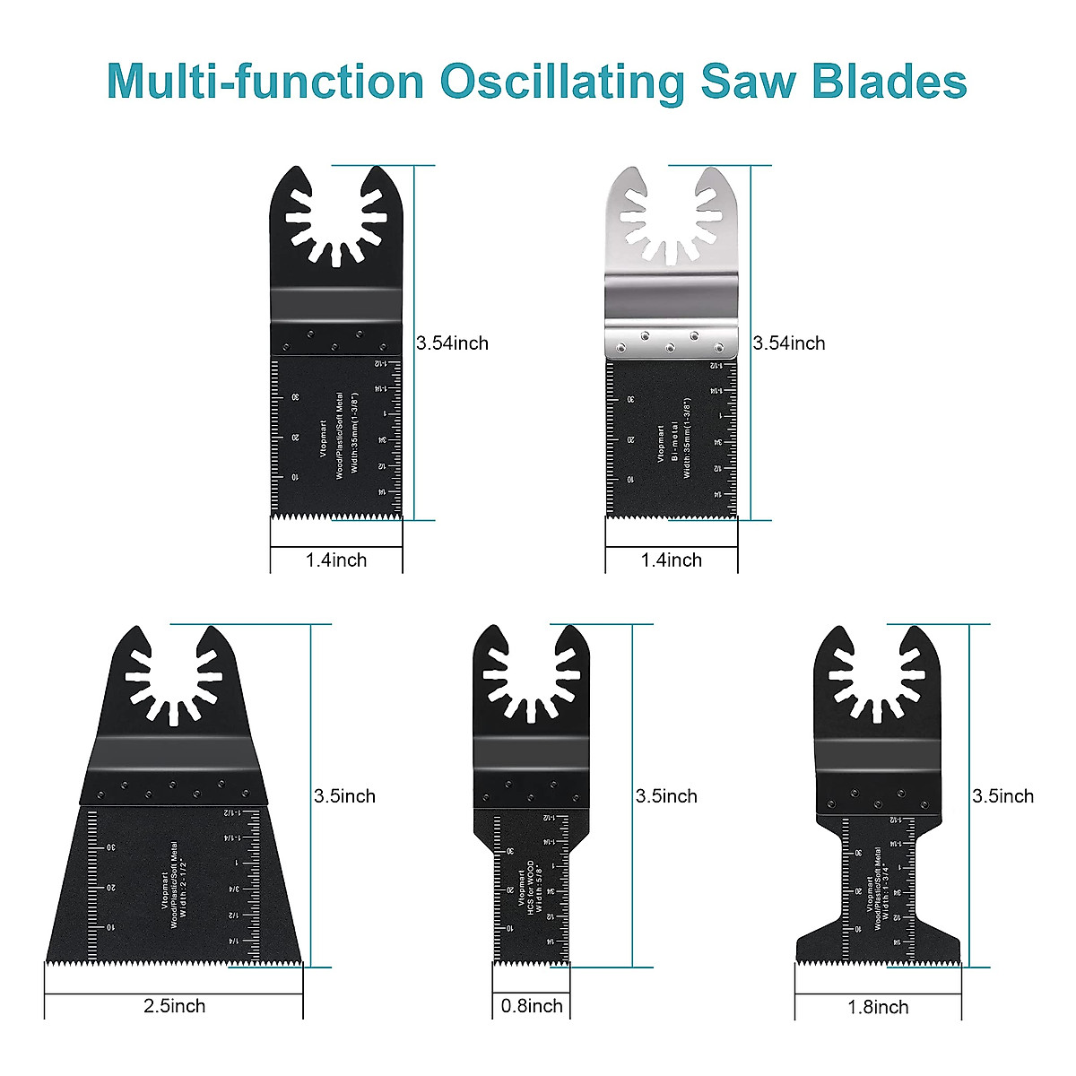 Vtopmart 24PCS Universal Metal Wood Oscillating Multitool Quick Release Saw Blades Compatible with Fein Multimaster Porter Cable Black & Decker Bosch Craftsman Ridgid Ryobi Makita Milwaukee Rockwell