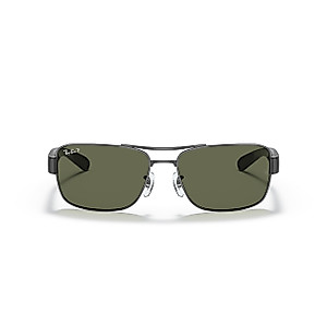 Ray-Ban Men's RB3522 Square Sunglasses, Gunmetal/Polarized Green, 64 mm