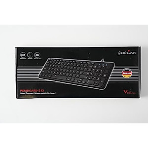Perixx PERIBOARD-213U Wired Silent USB Scissor Keyboard - 14.45x4.76x0.70 Inches Compact Design with Number Pad - Black - US English (PB-213BUS-11738)