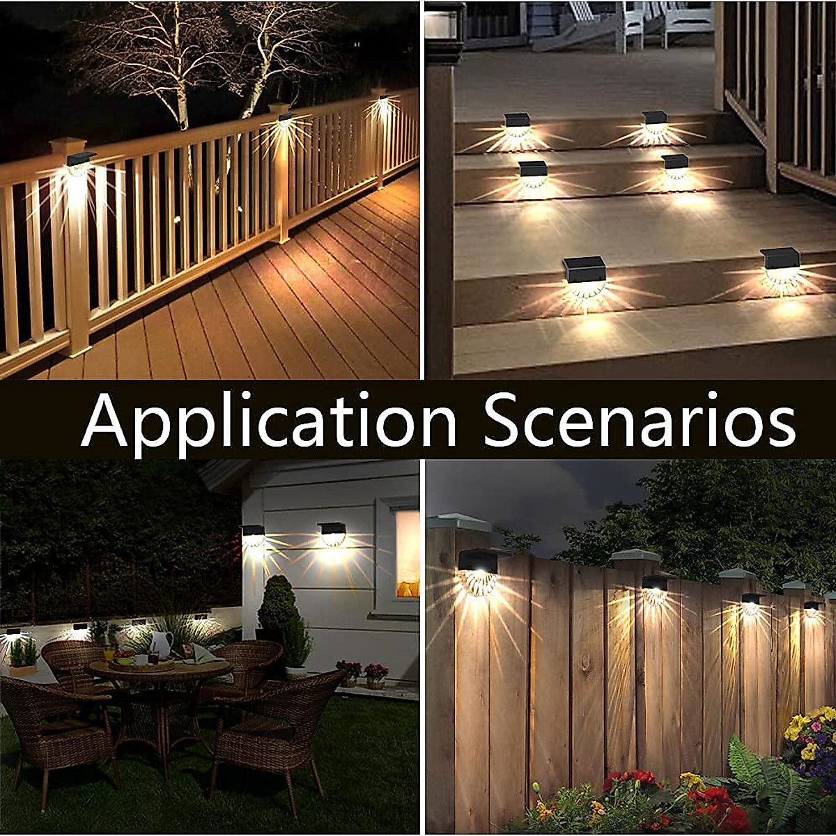 Solar Deck Lights,Fence Lights Outdoor Waterproof,Outside Step Lights Solar Outdoor Stair Lights for Garden,Patio,Stair,Driveway,Yard,Path,Terraces Railing Lights(Warm White/Color Changing) 6 Pack