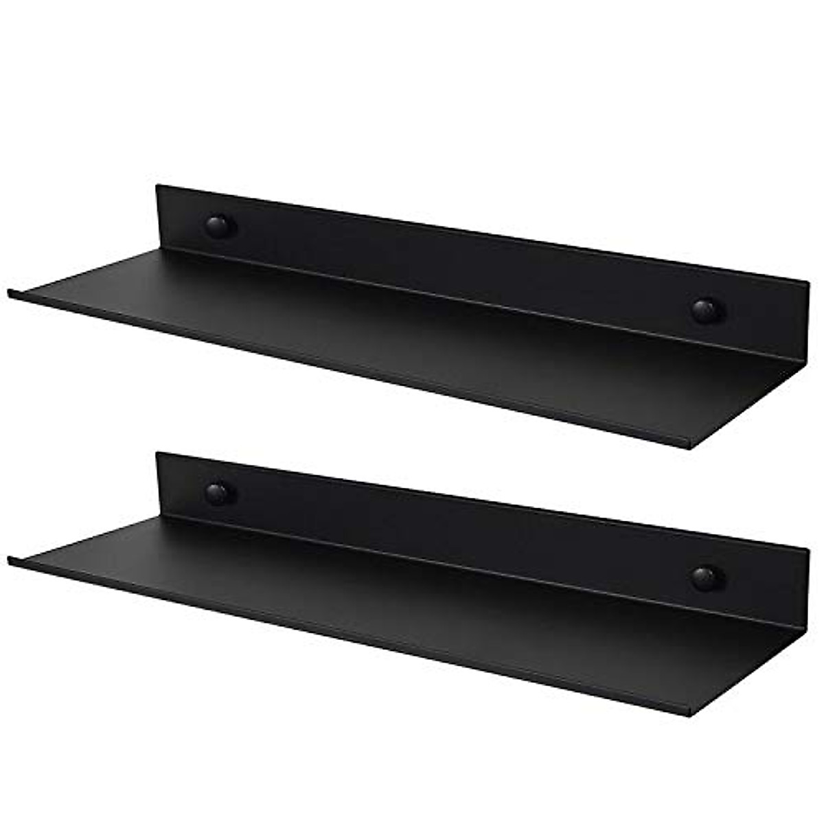 TLBTEK 2 Pcs 16inch Black Floating Shelves,Rustic Farmhouse Floating Shelves Wall Mounted Storage for Bathroom, Bedroom, Living Room, Kitchen