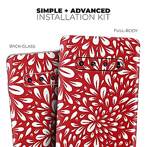 DesignSkinz Red Vector Floral Sprout Protective Vinyl Decal Wrap Skin Cover Compatible with The Samsung Galaxy S20 (Screen Trim & Back Glass Skin)