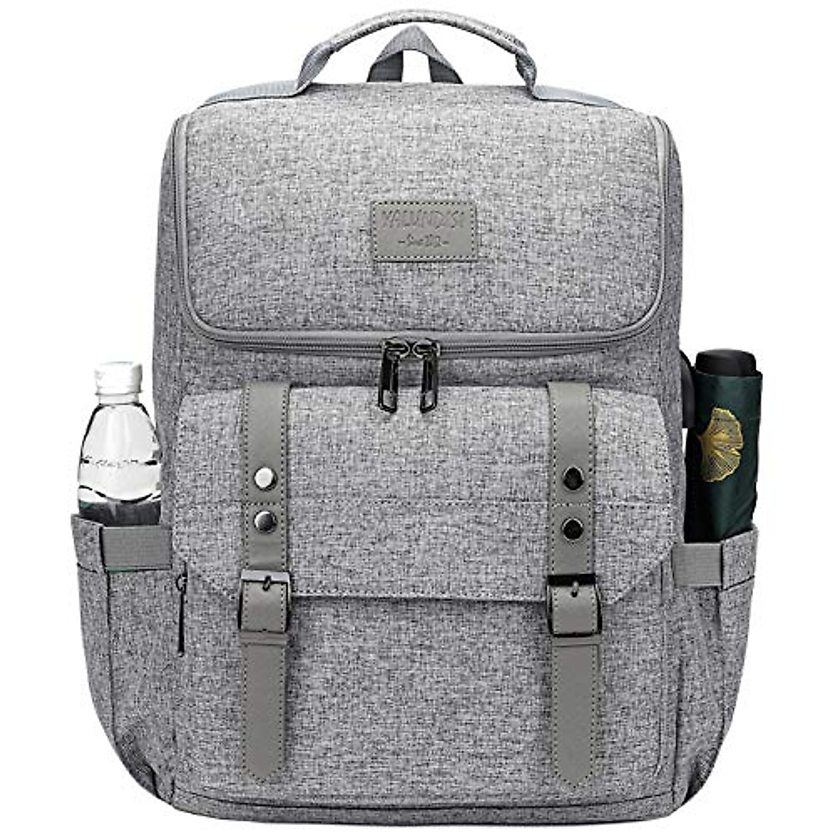 YALUNDISI Vintage Backpack Travel Laptop Backpack with usb Charging Port for Women & Men College Backpack Fits 15.6 Inch Laptop Grey
