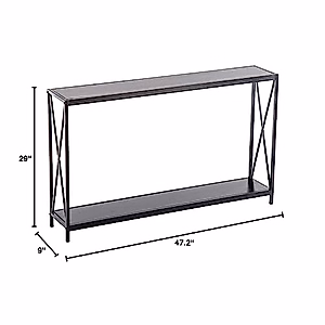 Volowoo Industrial Console Table, 3-Tier Entryway Table, Hallway Table, Narrow Sofa Table with Shelves, Entrance Table for Entryway, Living Room, Foyer, Hallway, Office, (Black)