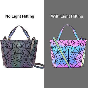 Geometric Luminous Purses and Handbags Holographic Reflective Crossbody Bag Irredescent Flash Rainbow Tote B3 (Rainbow)