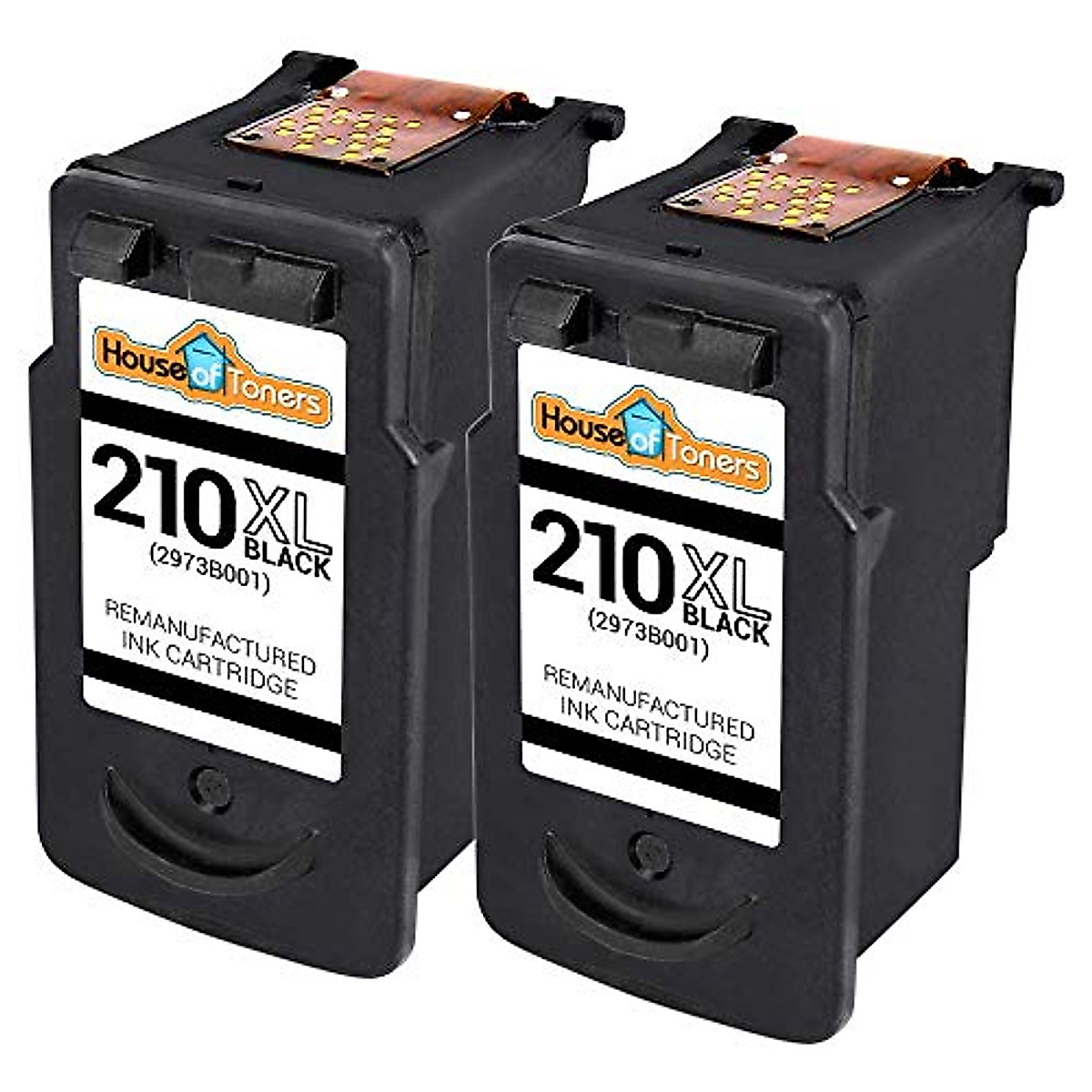Houseoftoners Remanufactured Canon Pg-210XL Black Ink Cartridge Replacement, High Yield 210xl Ink Cartridge forPixma iP2700, iP2702, MP240, MP250, MP270, MP280, MP480, MP490, MP495-2 Pack (Black)