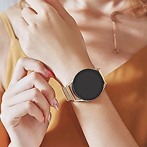 Meliya Metal Band Compatible with Samsung Galaxy Watch 7 Band 40mm 44mm, Galaxy Watch FE Bands 40mm, 20mm Stainless Steel Replacement Strap for Galaxy Watch 7 Band Women Men (Rose Gold 02)