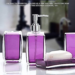 4Pcs/Set Acrylic Bathroom Accessory Set Toothbrush Soap Dish Holder for Kitchen Hotel Purple Toothbrush Holder Tumbler