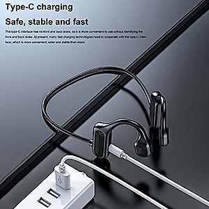 Niaviben Wireless Concept Bone Conduction Headphones Bluetooth 5.2 Open Ear Headset Concept Bone Conduction Surround Sound Sweatproof Headset Red