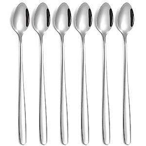 tiokin Long Handle Spoon, Iced Tea Spoons,7.8-Inch Coffee Spoon,Ice Cream Spoon, Stainless Steel TeaSpoons,Cocktail Stirring Spoon,Set of 6