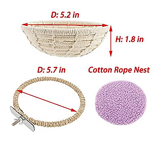 DQITJ Bird Breeding Nest Canary Finch Parrot Weave Cotton Rope Nest Cage Perch Hatching House (5.2 inch)