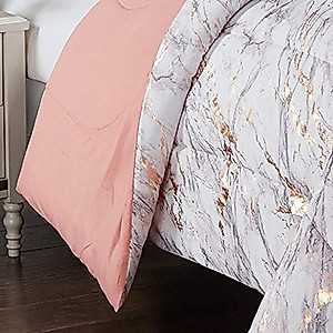 pop shop Marble Comforter Set, Twin, Rose Gold T