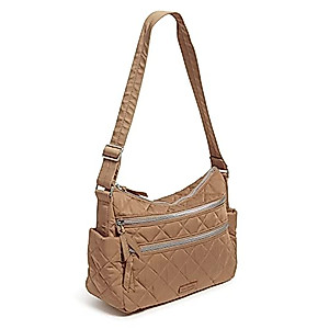Vera Bradley Women's Performance Twill Triple Zip Shoulder Satchel Purse, Meadowlark Tan, One Size