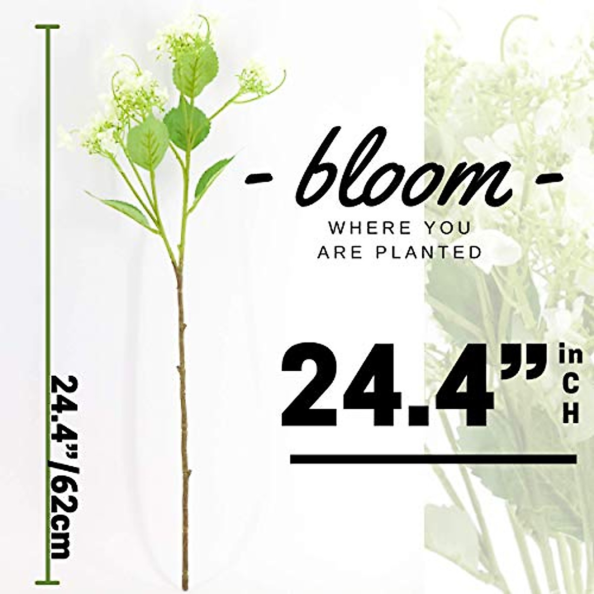 AUSBENDER Tall Fall Branches Wedding Picks Faux Stems White Artificial Flowers 24.4"(WildHydrangeaSpray) Floral Arrangement Rustic Decoration Crafts Home Decor Holiday Wedding Parties Primitive 6pcs