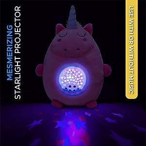 Bubzi Co Baby Sound Machine, Portable Unicorn Soother & Baby Night Light Projector, Comforting Electronic Infant Toddler Sleep Aid & Baby Shush Sound with White Noise