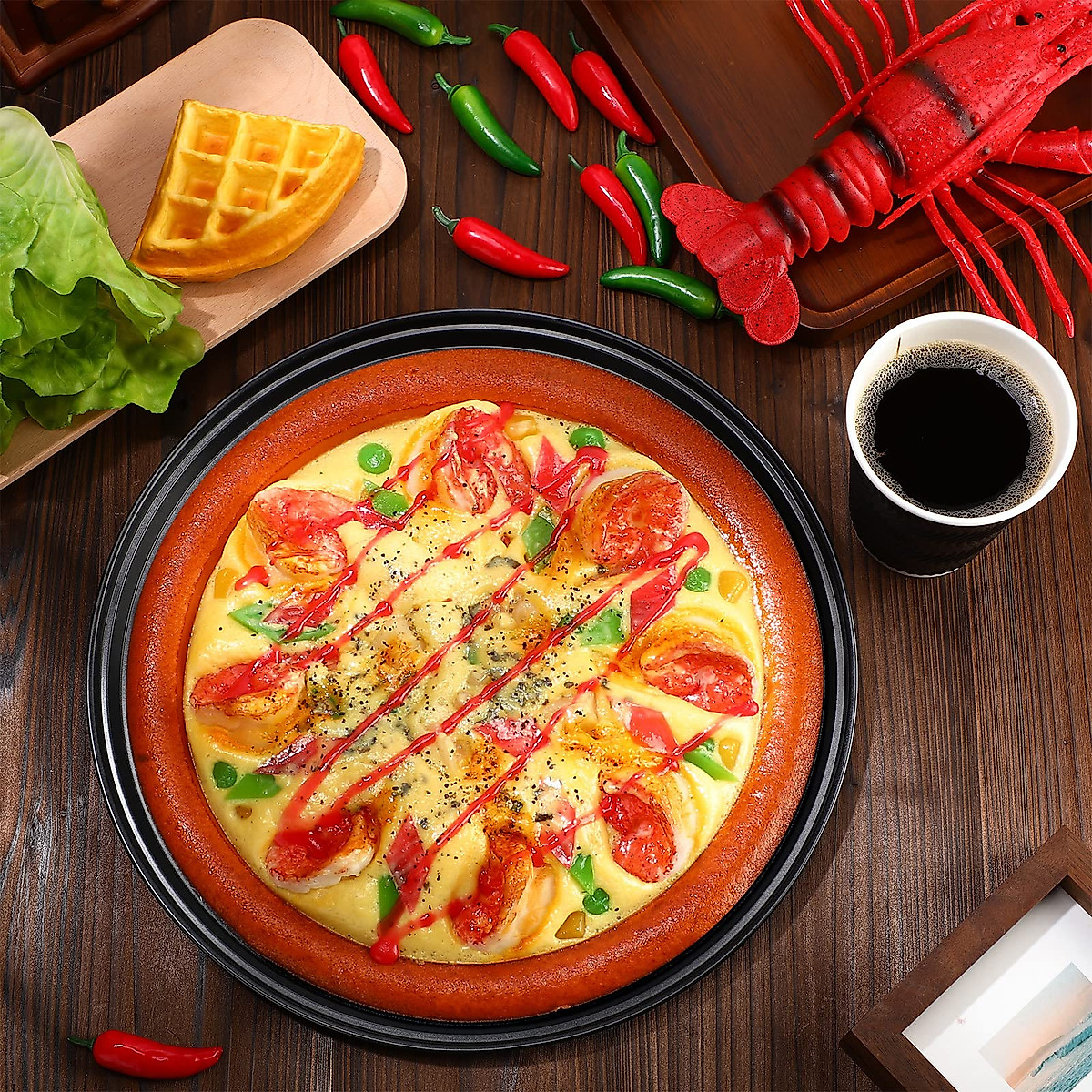 8 Pieces Pizza Pan With Holes 12 Inch Round Pizza Pan Carbon Steel Perforated Non-Stick Tray Tool Pizza Storage Container Nonstick Baking Supplies Home Restaurant Kitchen Steel Crisper Pizza Pan Set