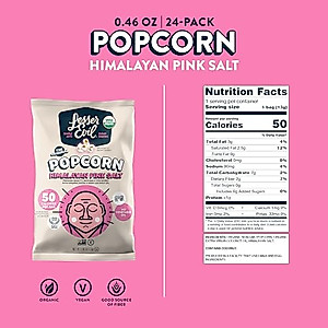 LesserEvil Himalayan Pink Salt Organic Popcorn, Premium Quality, Minimally Processed, No Vegetable Oil, 0.46 Oz, Pack of 24