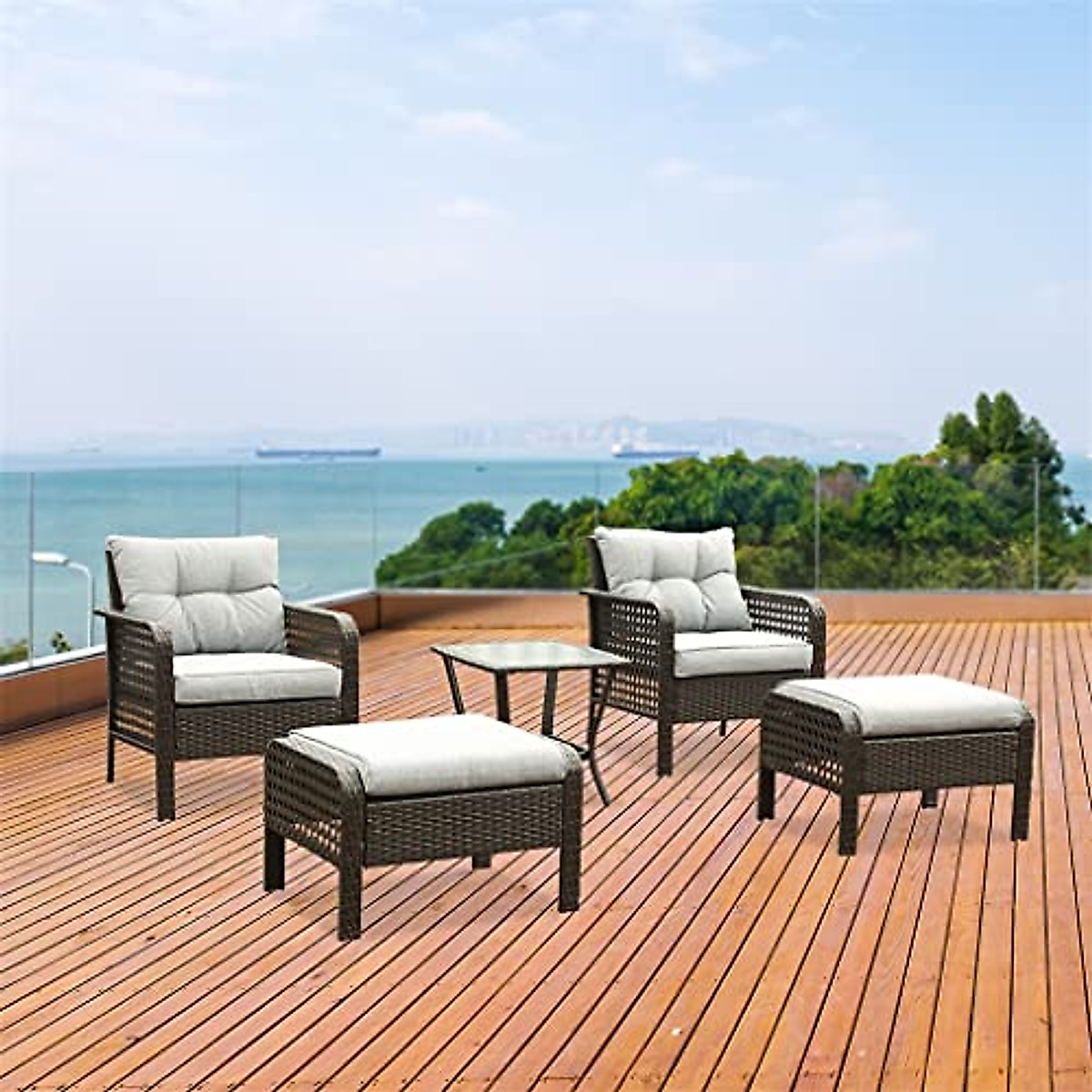 QUUL Patio Sectional Wicker Rattan Outdoor Furniture Sofa Set Sofa Type Appearance General Use Material Specific Use
