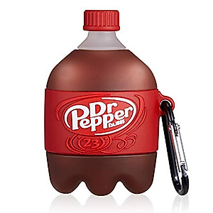 Shineyii for Airpod 2/1 Case Soft Silicone Cute Cartoon Kawaii Funny Cover Fashion Drink Protective Skin Accessories Keychain Girls Teens Cases for Air Pods Compatible with Airpods 2&1, Dr Pepper