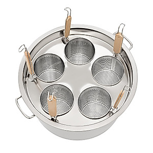 BANEBONE 37L/39qt 5 Holes Pasta Cooker Insert Set Stainless Steel Pasta Pot Insert Strainer Basket Cookware W/5* Insert Strainer Baskets for Home Kitchen Restaurant Commercial Cooking Tool