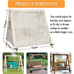 Patio Swing Cover A-Frame Swing Covers Waterproof 3 Seat UV Resistant Weather Protector for Outdoor Courtyard Patio Furniture 72x67x55 Inch Beige