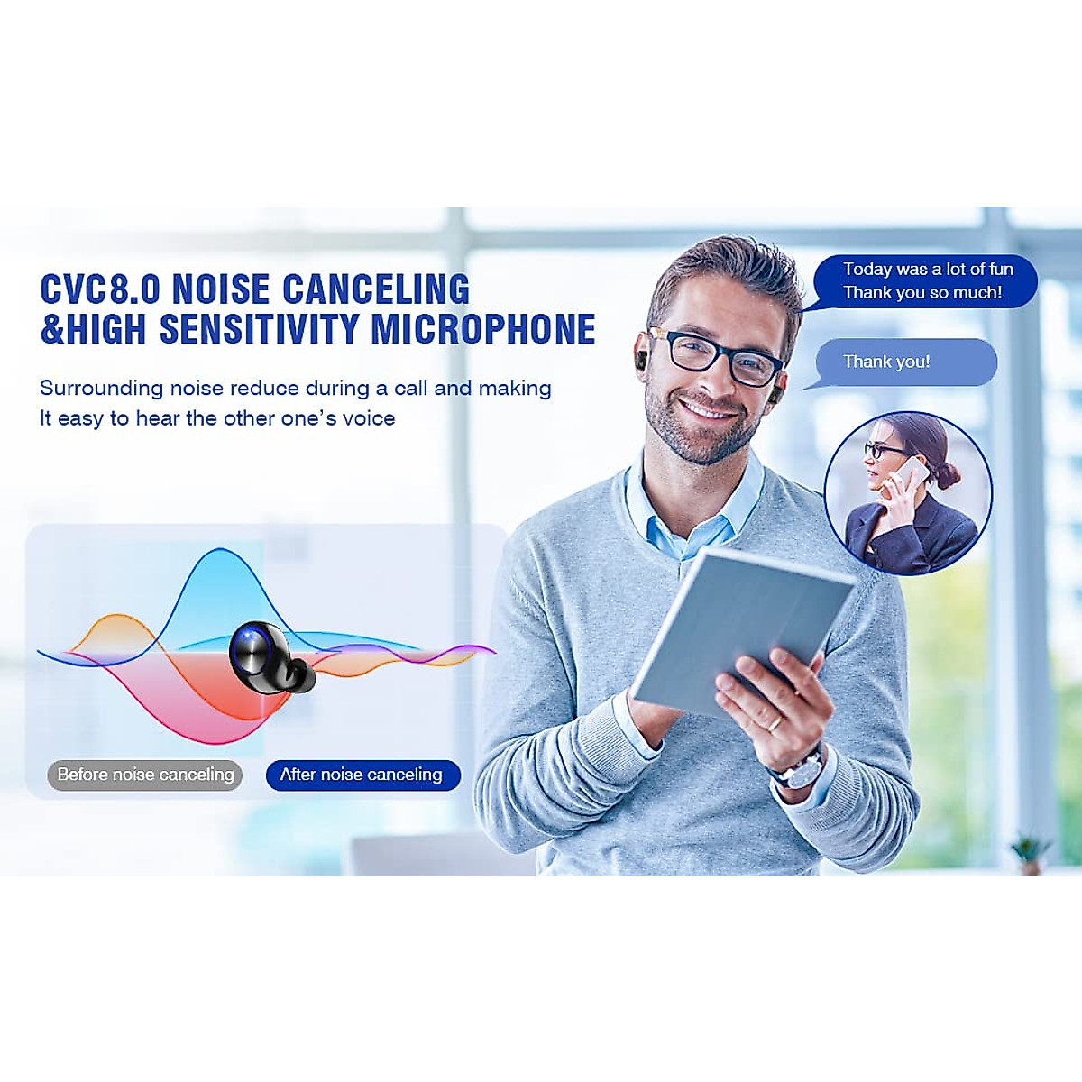 Mix Hero Bluetooth Headphones,IP5 Auto Pairing 200H Stereo Sound True Wireless Earbuds in Ear Bluetooth Earphones Binaural Call Headset with Built in Mic and Charging Case for Sports Running