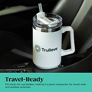 TRULIEVE 40oz Insulated Tumbler with Handle and Straw – Stainless Steel Travel Coffee Mug, Double-Wall Vacuum Cup for Hot & Cold Drinks, Spill-Resistant Lid, Large Capacity for Work, Gym & Commute