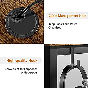 Yaheetech 55" Large Computer Desk with Movable Monitor Stand & Strong Legs, Modern Desk with Splice Board, Simple Writing Desk for Work/Study/Home/Gaming/Office, Rustic Brown & Black