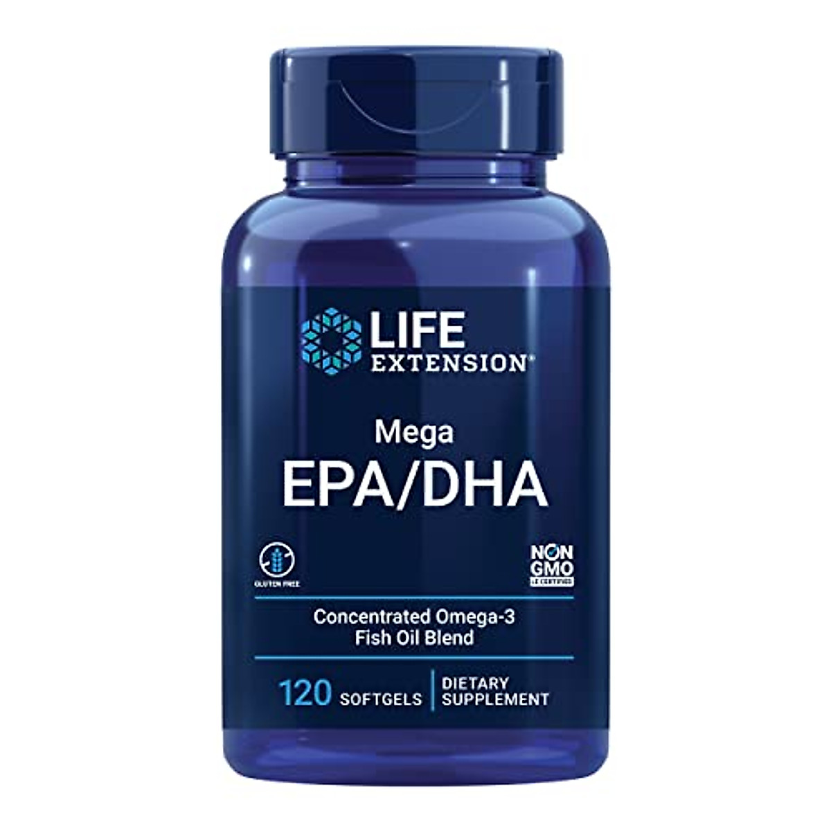 Life Extension Mega EPA/DHA – High Concentrated 2000mg Omega 3 Fatty Acid Fish Oil Blend Supplements - for Heart, Brain & Joint Health Support – Gluten-Free, Non-GMO – 120 Softgels