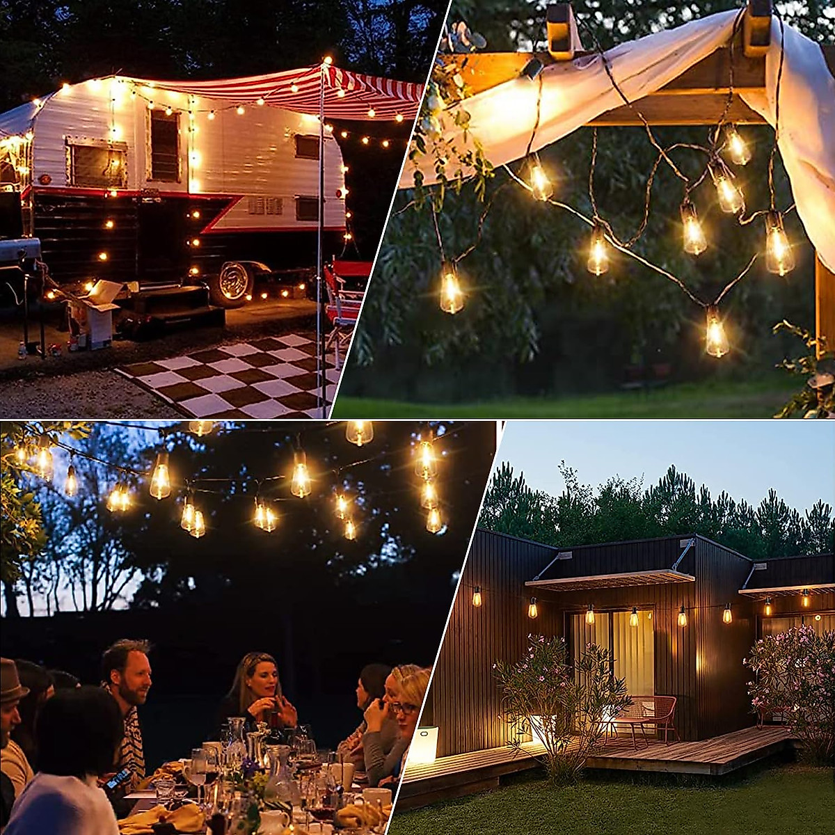 Couah 10 Pack Edison LED Light Bulbs, 0.6 watt E12 Screw Base Replacement Bulbs, LED Shatterproof Bulbs ST38 Clear Plastic Light Bulbs for Outdoor Patio ST38 String Lights, Warm White