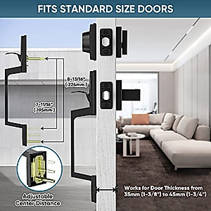 TICONN Front Door Handle Set, Heavy Duty Square Door Lever & Single Cylinder Deadbolt Combo Reversible for Entrance Exterior Doors (Matte Black)