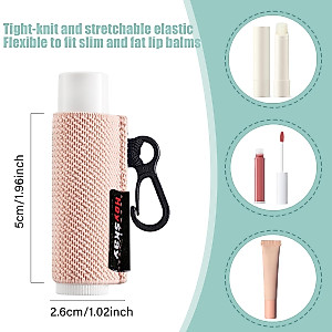 HEYSKAY 3PCS Lip Balm Holder Sleeves Keychain Lipstick Sleeves Lip Gloss Holder Keychain Chapstick Elastic Sleeves