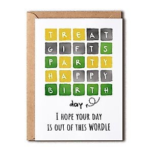 EirlysDesigns Birthday Card - Treat Gifts Party Happy Birthday - Hope Your Day Is Out Of This EirlysDesigns - Word Game - EirlysDesigns Card 5 x 7 inches