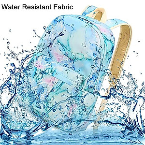 LEDAOU Backpack for Girls School Bag Kids Bookbag Teen Backpack Set Daypack with Lunch Bag and Pencil Case (Marble Purple Blue Green)