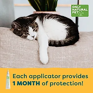 Only Natural Pet Flea and Tick Prevention for Cats - EasyDefense Flea Remedy - Natural Flea Control Squeeze-On Drops - Tick and Flea Protection - Three Months Supply (Single)