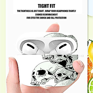 POKABOO AirPods Pro Case, Clear Soft TPU Protective Cover Case for AirPods 3 (Front LED Visible) Wireless Charging AirPods Pro Case with Keychain (Skull)