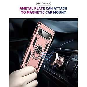 SunRemex for Google Pixel 7 Case with HD Screen Protector [2 Packs], [Not for Google Pixel 7 Pro ], Magnetic Ring Holder Kickstand,[Military Grade] Phone Case for Google Pixel 7 (Rosegold)