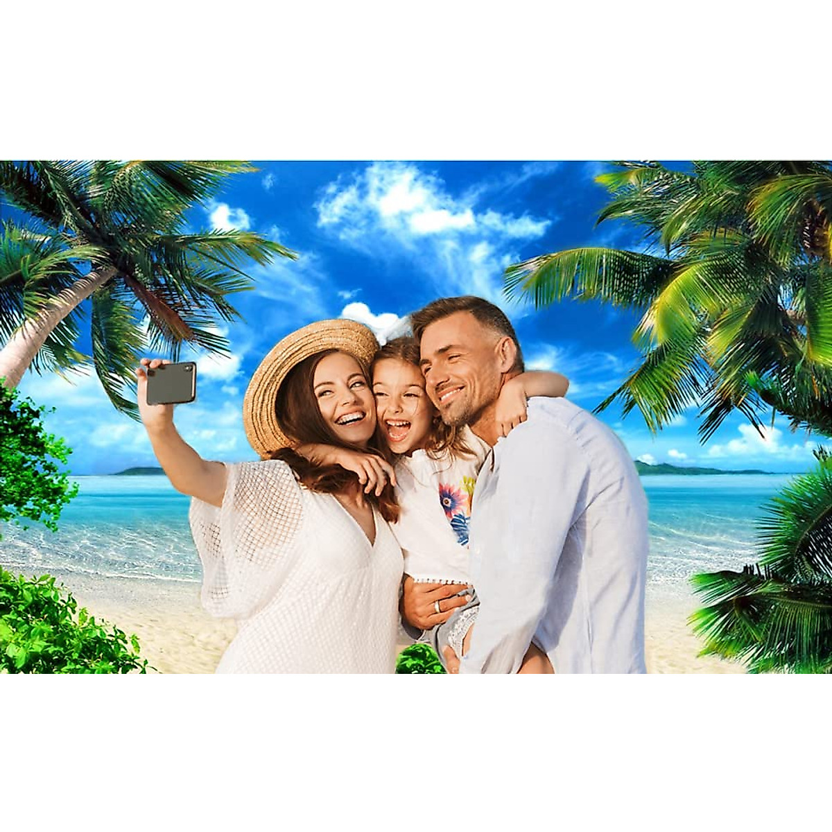 CHAIYA 7x5ft Summer Beach Theme Backdrop Hawaii Beach Backdrop Tropical Luau Summer Background for Aloha Moana Party Decoration Photo Booth Banner 104